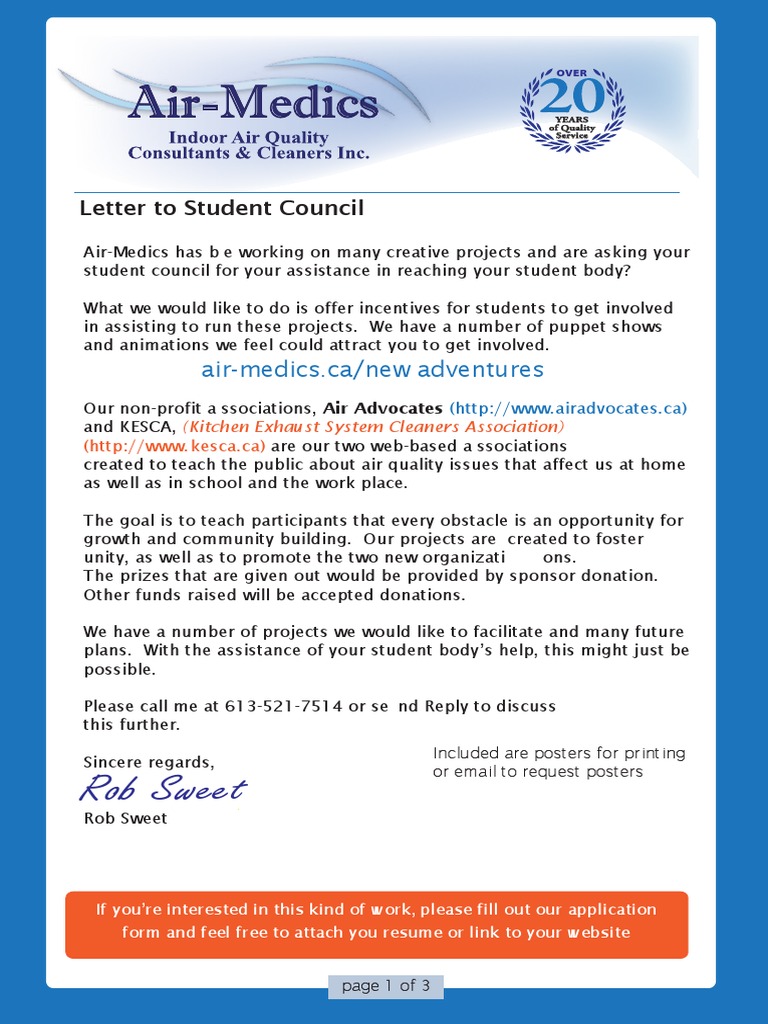 Letter To Student Council ( | PDF