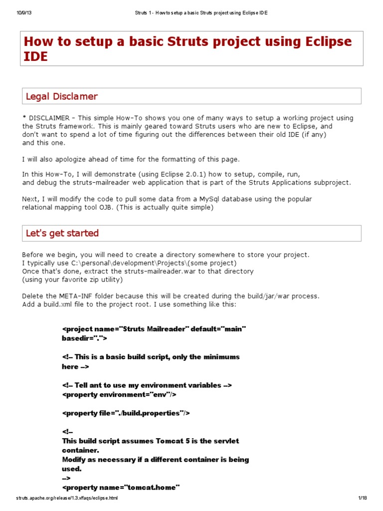 Struts 1 - How To Setup A Basic Struts Project Using Eclipse IDE | PDF ...