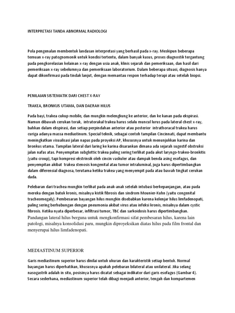 Interpretasi Tanda Abnormal Radiologi | PDF
