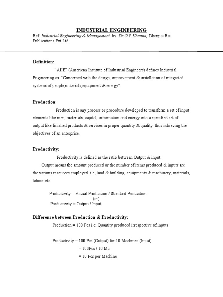 Industrial Engineering: Definition | PDF | Science And Technology