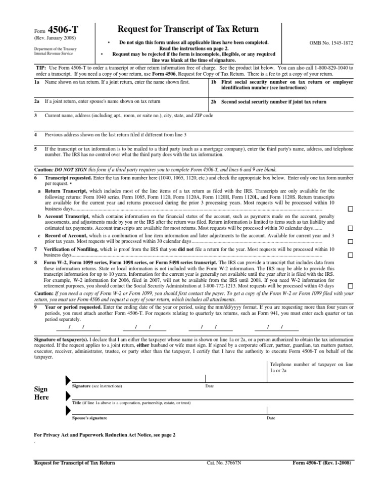 Form (Rev. January 2008) | PDF | Irs Tax Forms | Tax Return (United States)