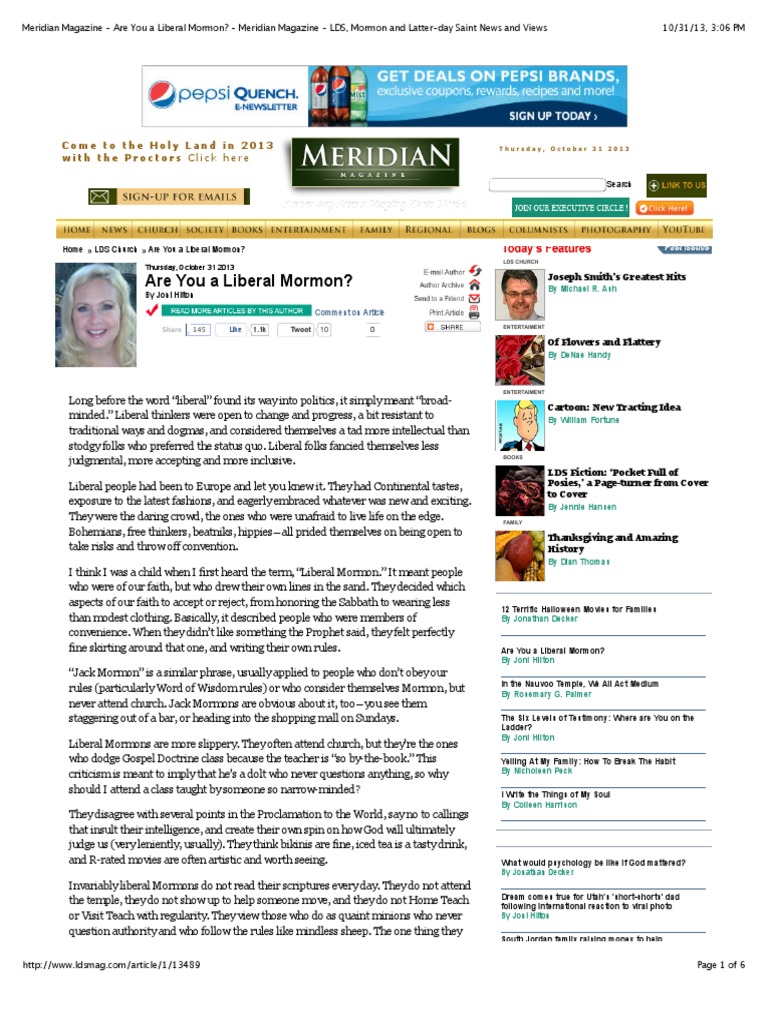 Meridian Magazine - Are You A Liberal Mormon? - Meridian Magazine - LDS ...