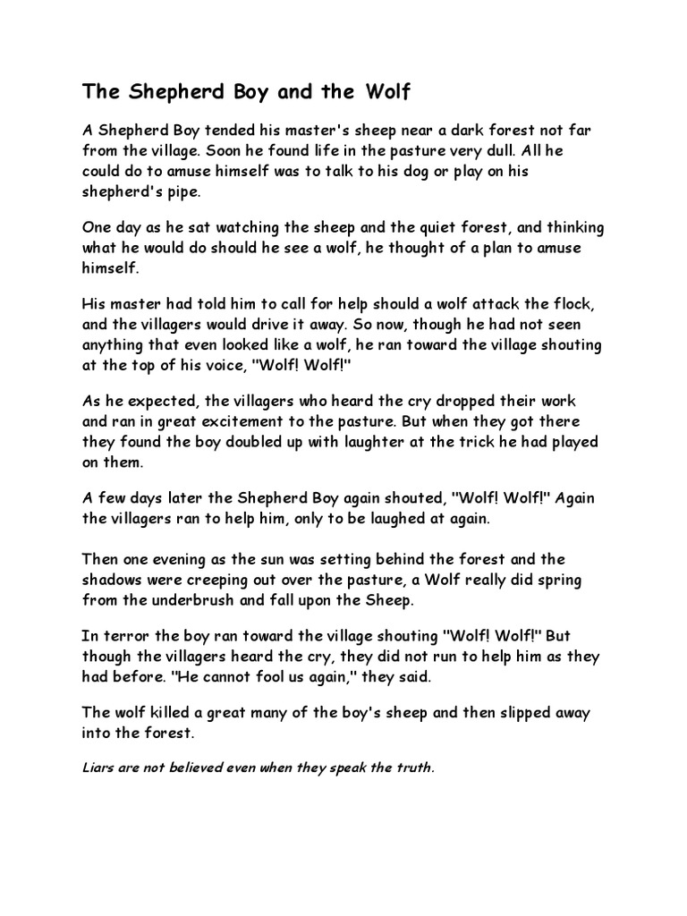 The Shepherd Boy and The Wolf | PDF