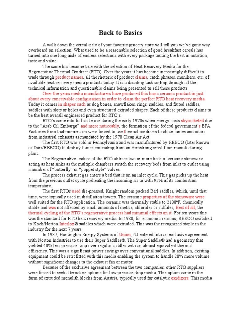 Back To Basics Rto Media Pdf Chemical Engineering Chemistry