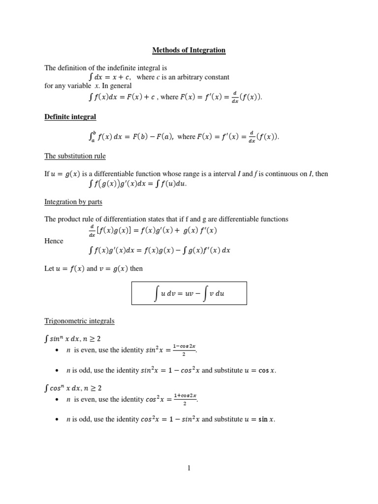 Methods of Integration | PDF