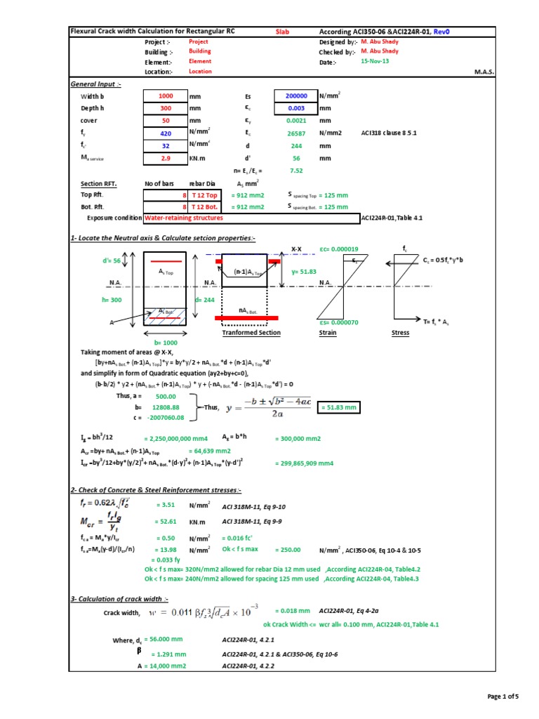 ACI 350 06 ACI224R 01 Rec Sec Flexural Crack Width Control Rev00 07 Sep ...