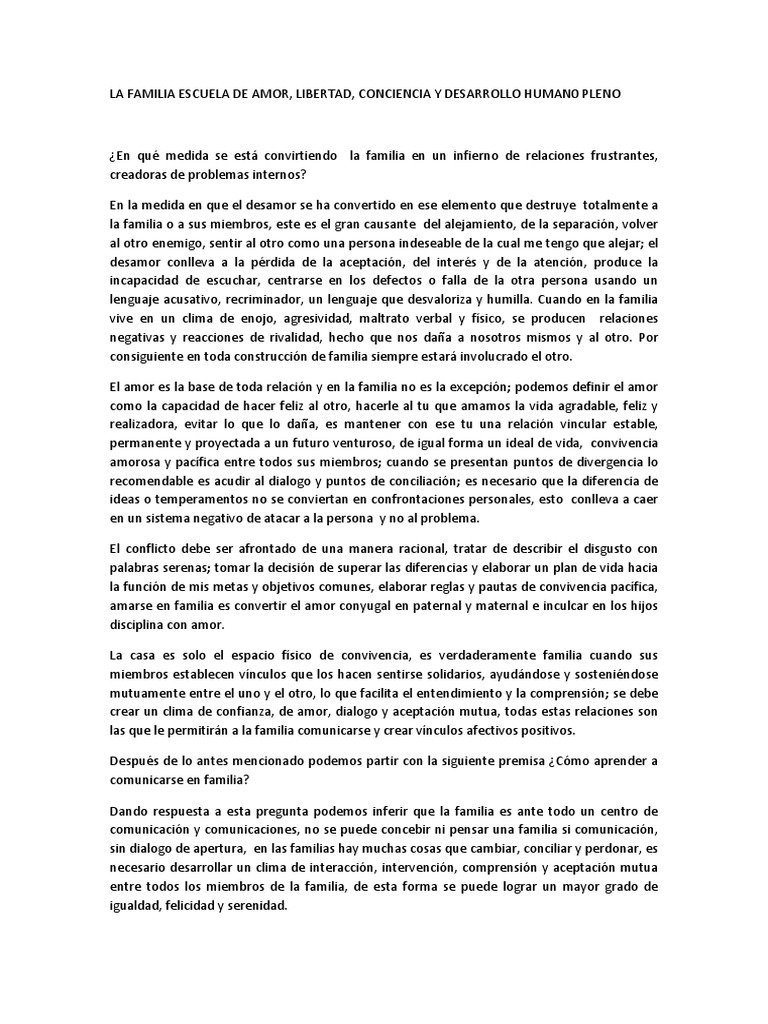 Ensayo de La Familia | Descargar gratis PDF | Amor | Familia