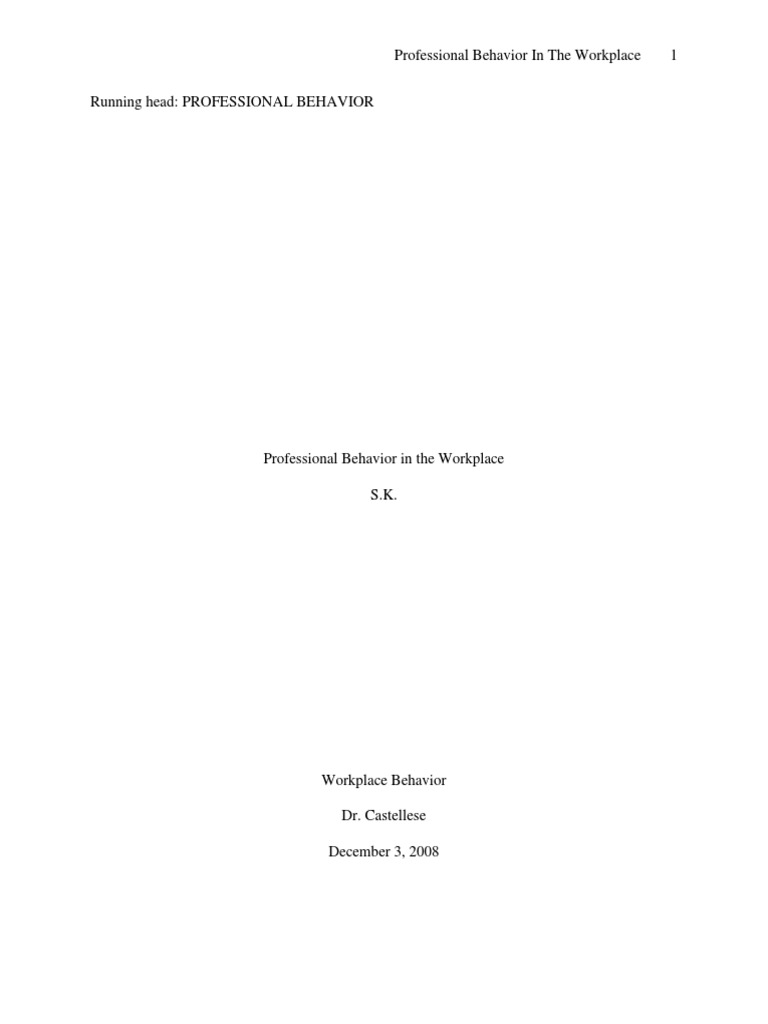 Professional Behavior in The Workplace | PDF | Leadership | Behavior