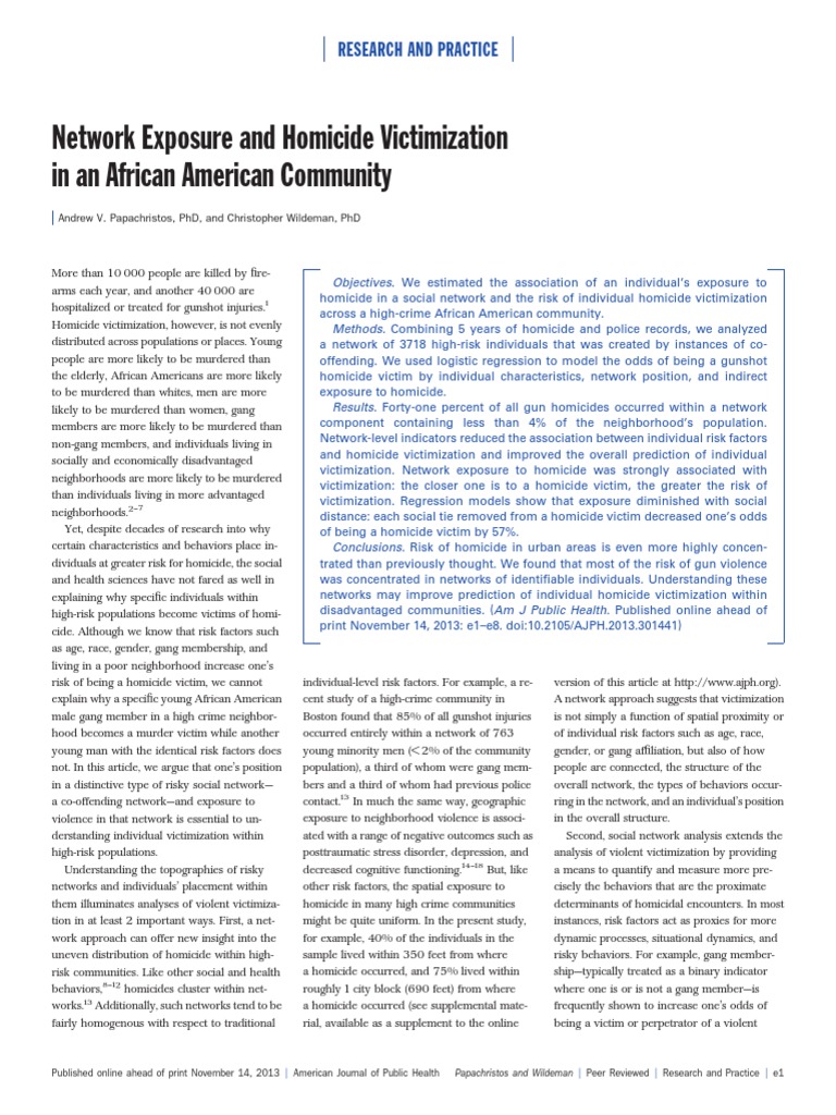 Network Exposure and Homicide Victimizationin An African American ...