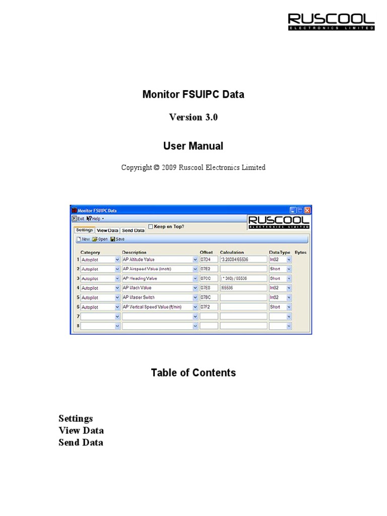 Monitor FSUIPC Data (User Manual - Version 3.0) | PDF | Simulation | String (Computer Science)