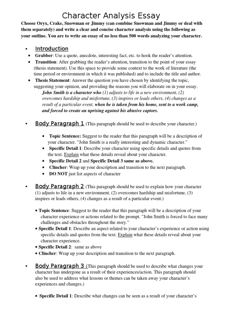 Oc Character Analysis | PDF | Essays | Paragraph