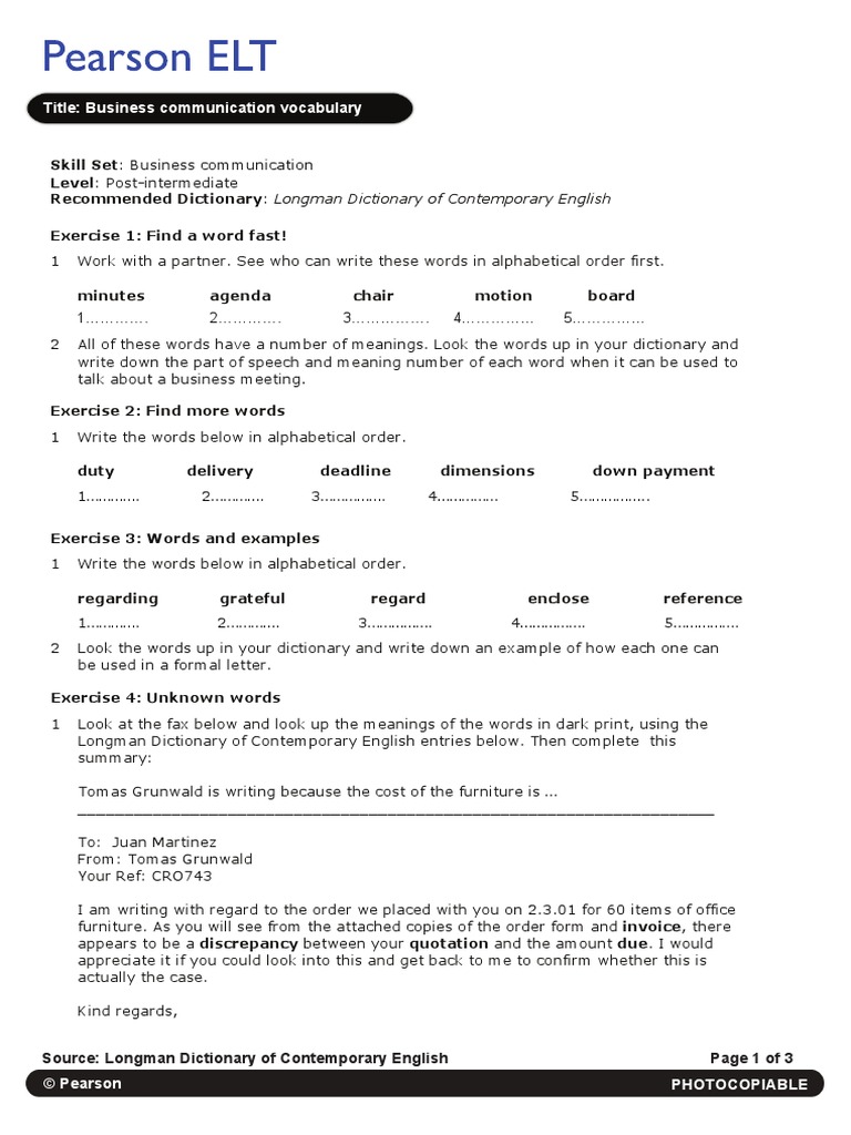 GBHMA10080020 Business Communication Vocabulary | PDF