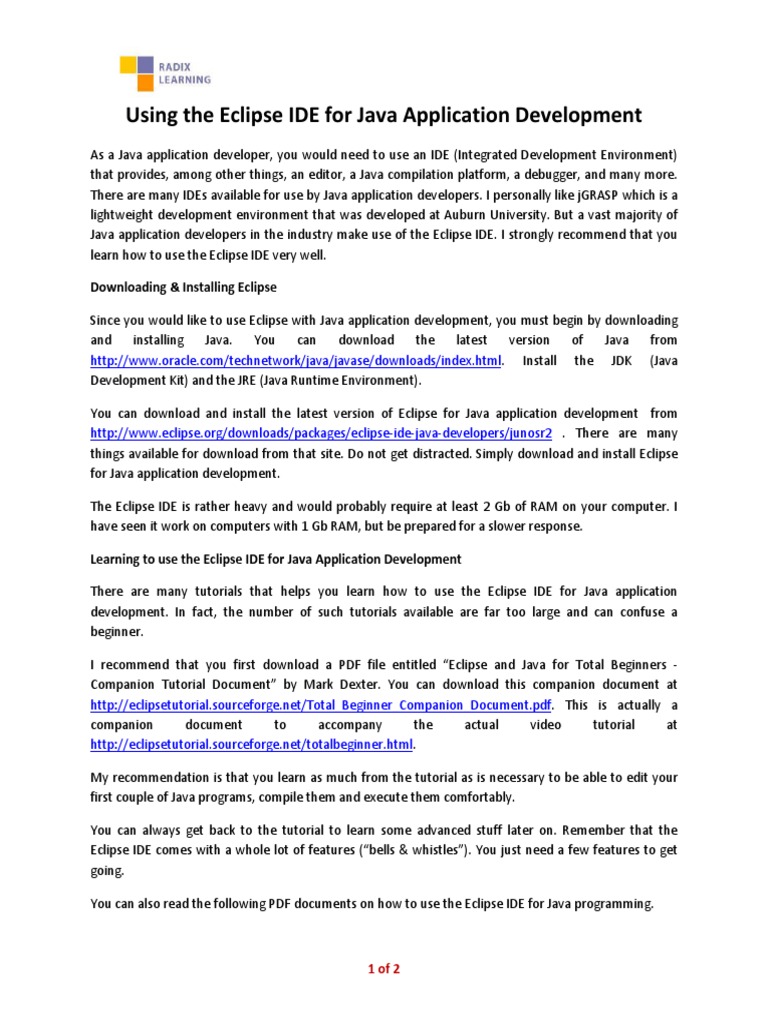 Using The Eclipse IDE For Java Application Development | Download Free ...