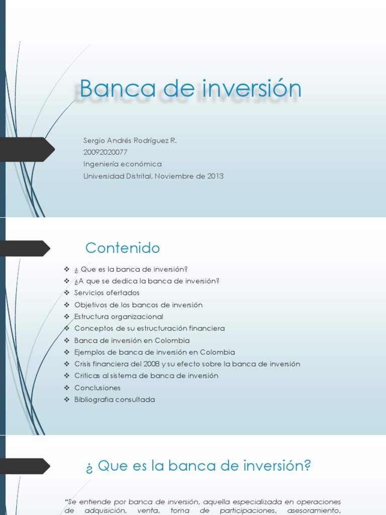 Banca de Inversión | PDF | Banca de inversión | Bancos