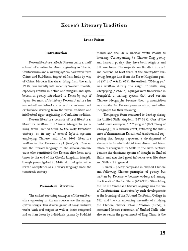 Korea Literary Tradition | Korea | Poetry