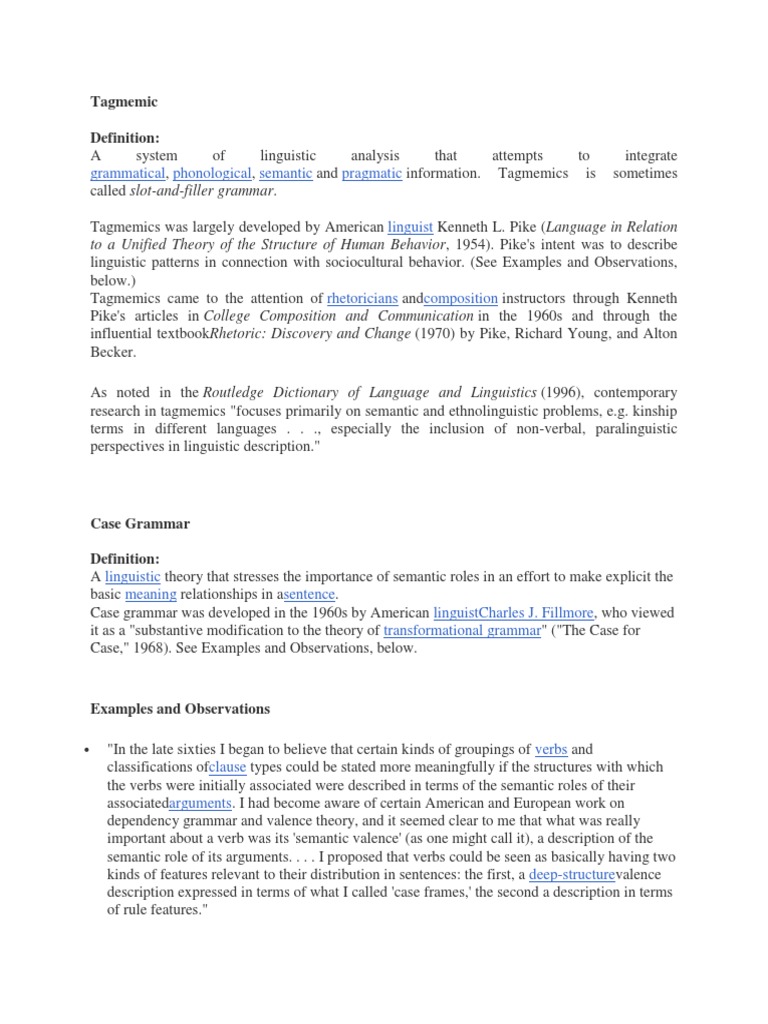 Tagmemic | PDF | Syntax | Semantics