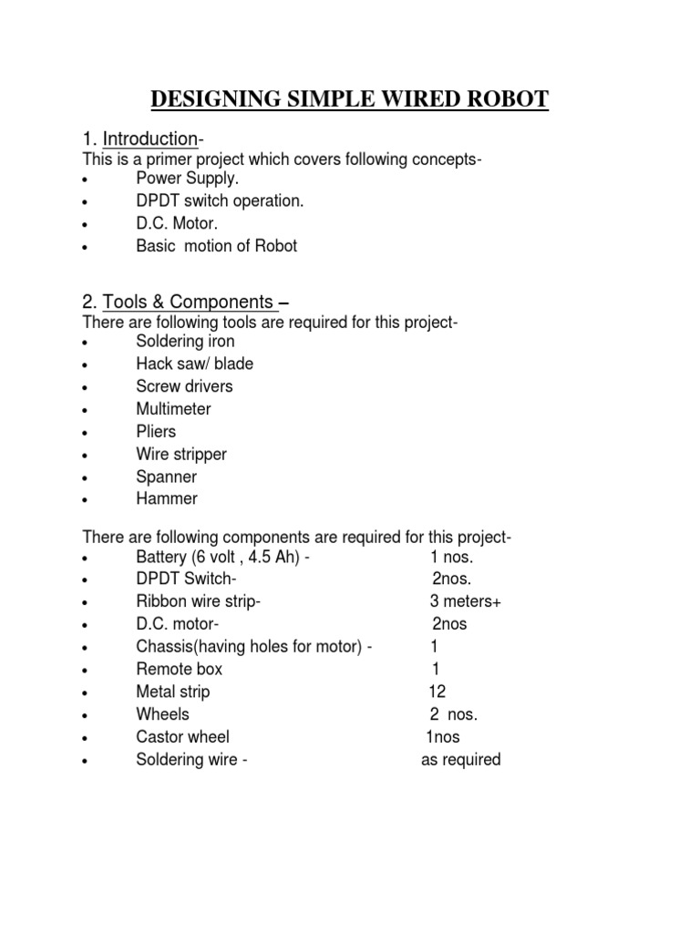 Designing Simple Wired Robot | PDF | Switch | Direct Current