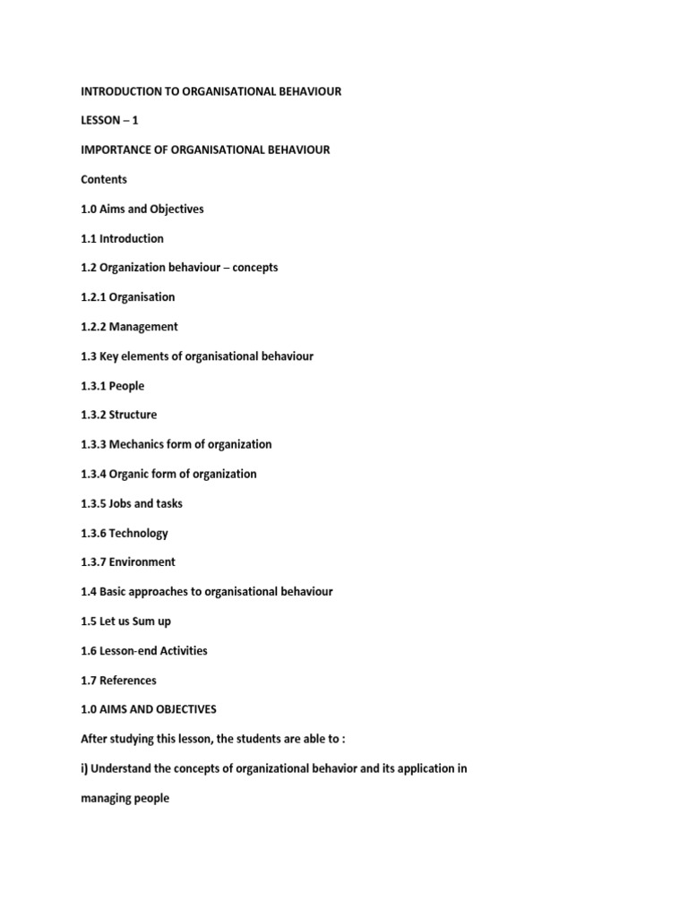 Organisational Behaviour Notes | PDF | Leadership | Organizational Behavior