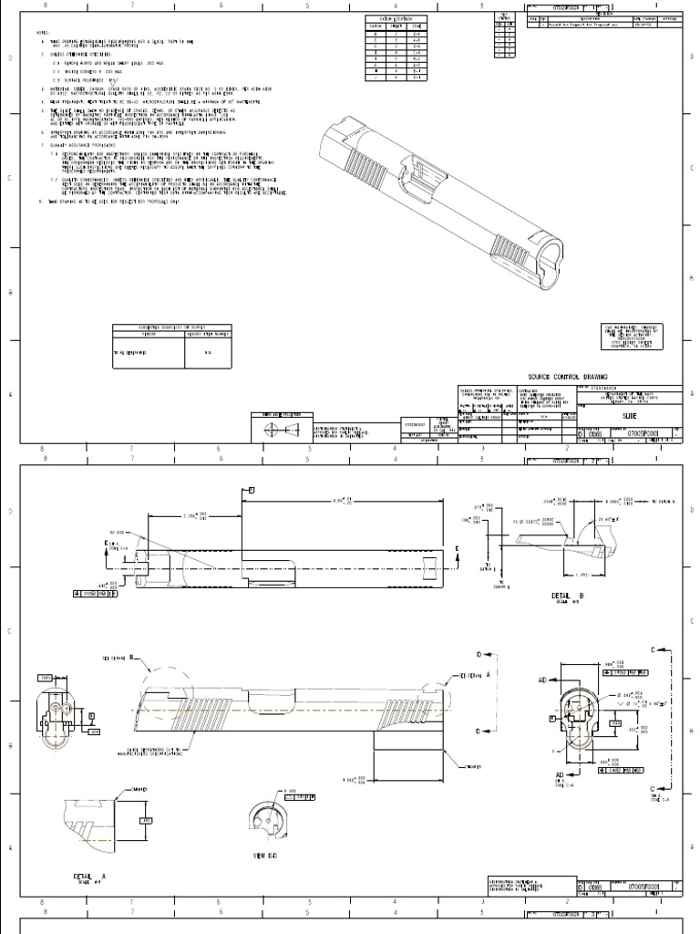 Colt 1911 pistol slide blue prints | Tratamiento térmico | Metales