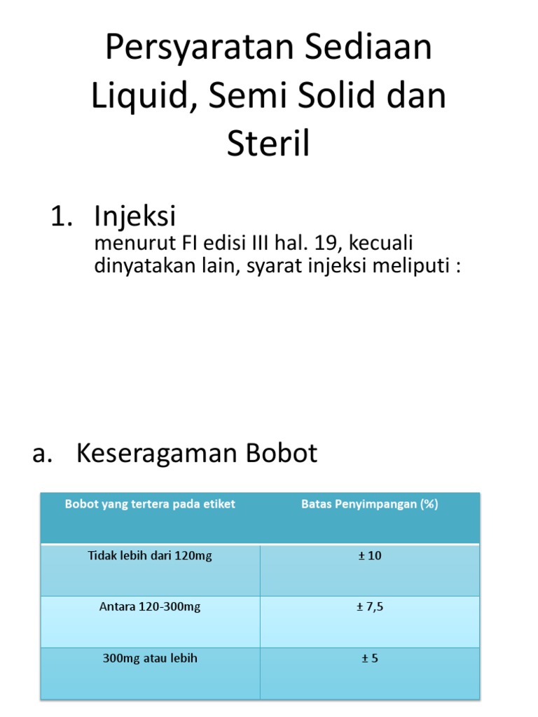 Lanjutan Persyaratan Sediaan Liquid, Semi Solid Dan Steril | PDF