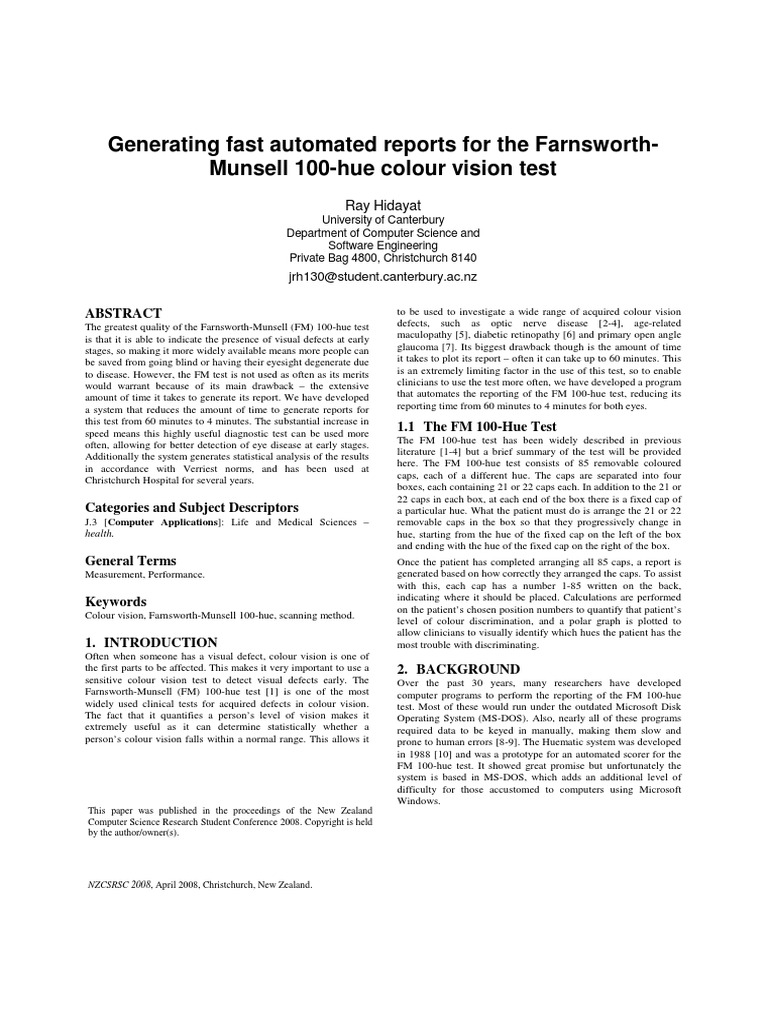 Pg037 Generating Fast Automated Reports For The Farnsworth-Munsell 100 ...