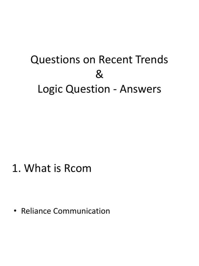 Recent Trends and Logic Questions | PDF | Politics
