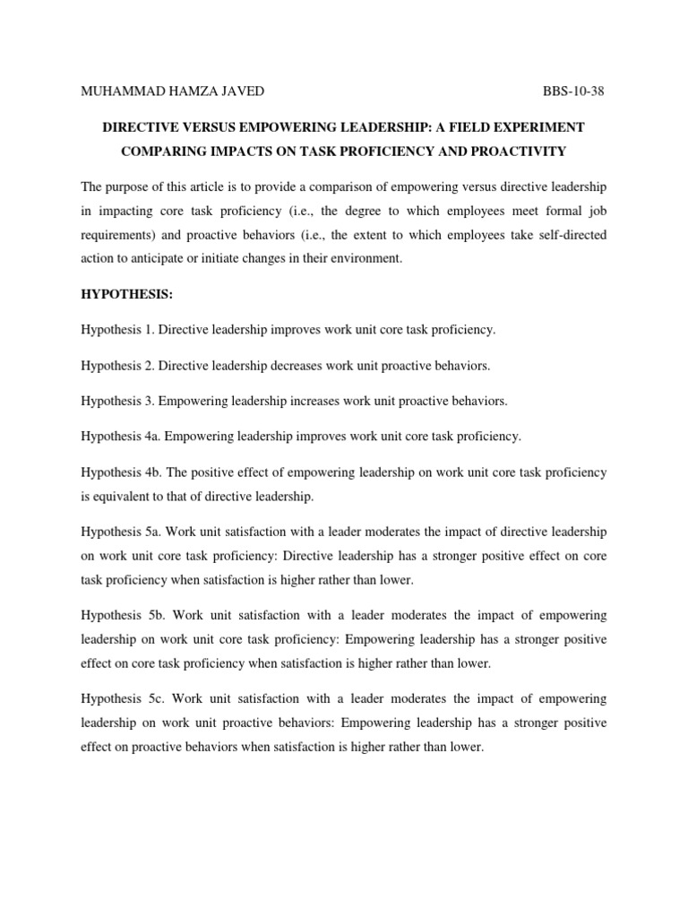 Leadership Styles: Directive vs. Empowering | PDF | Analysis Of ...