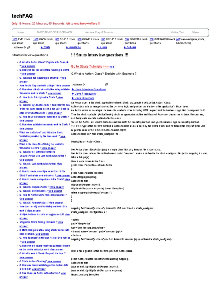 Struts Interview Questions By Satya Das Q Pdf Java Server Pages Java Programming Language