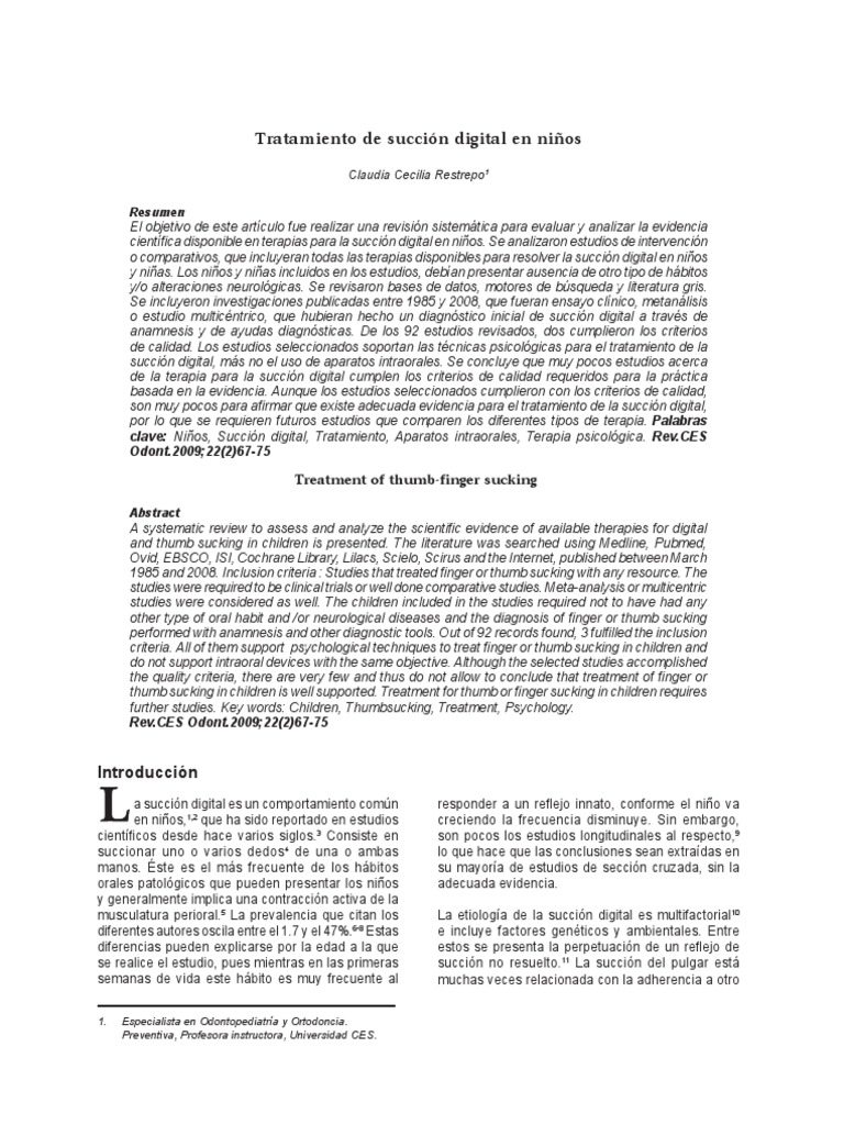 Terapias para succión digital en niños | PDF | Psicoterapia | Terapia ...