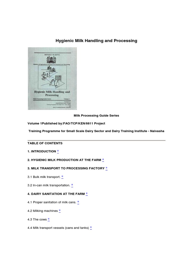 Hygienic Milk Handling and Processing by FAO | PDF | Dairy | Milk