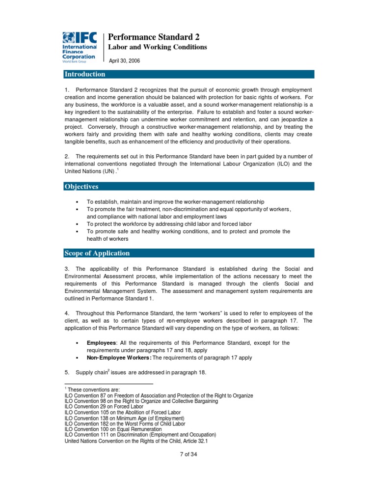 IFC's Performance Standard 2: Labor and Working Conditions ...