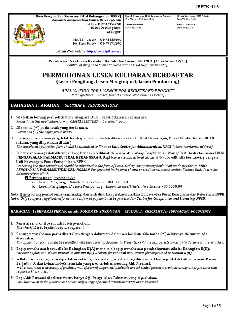 Borang Permohonan Lesen Jenis Lesen 04.01.2012 | PDF