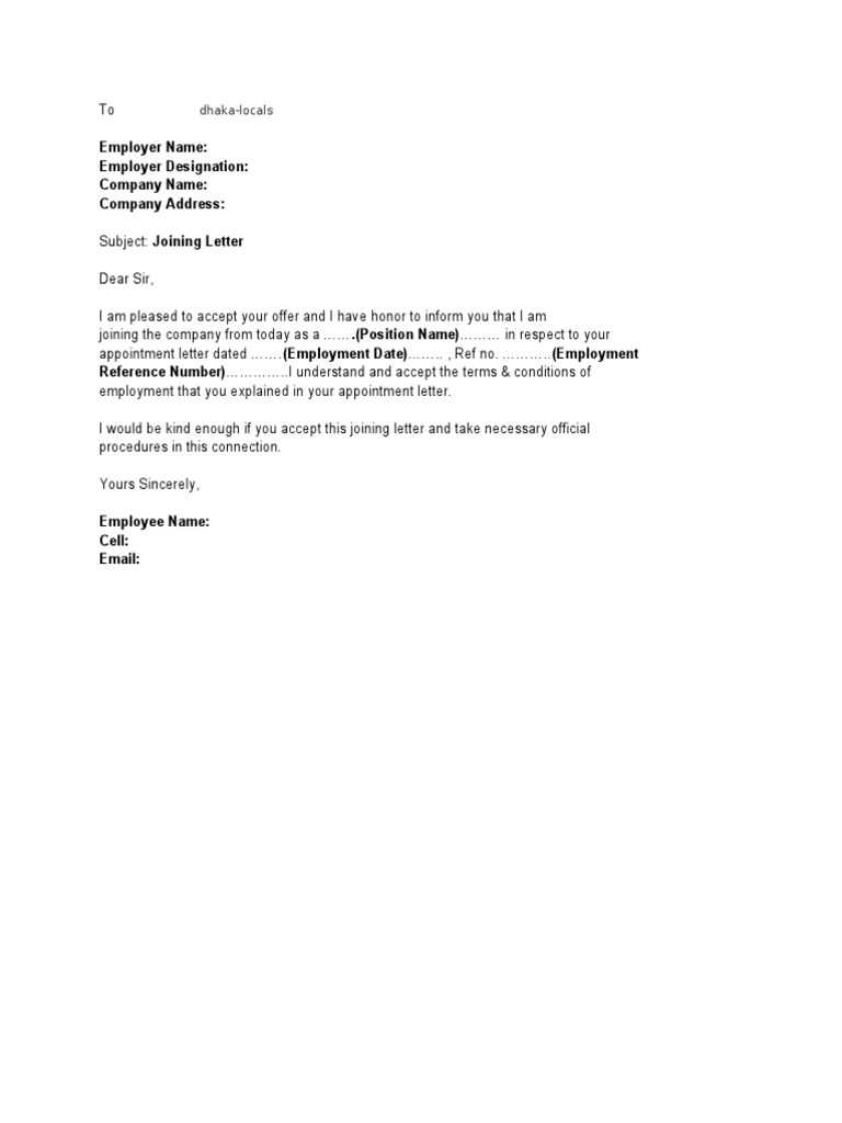 Joining Letter | PDF