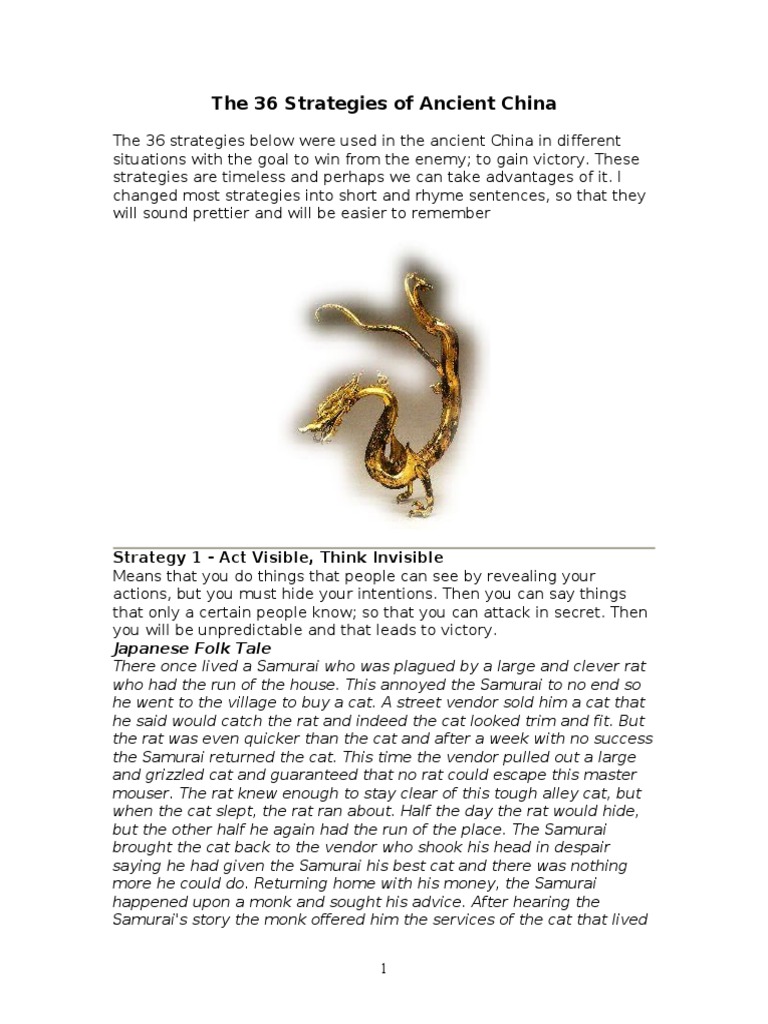 The 36 Strategies of Ancient China | PDF | Siege | Espionage