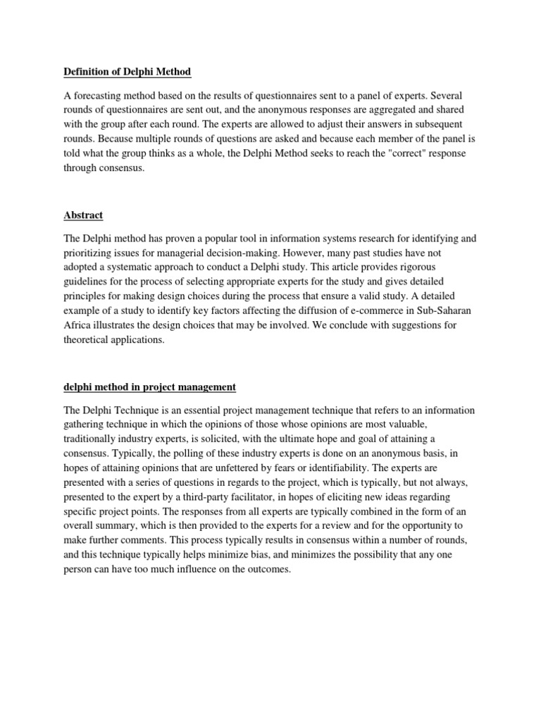 Definition of Delphi Method | PDF | Forecasting | Time Series