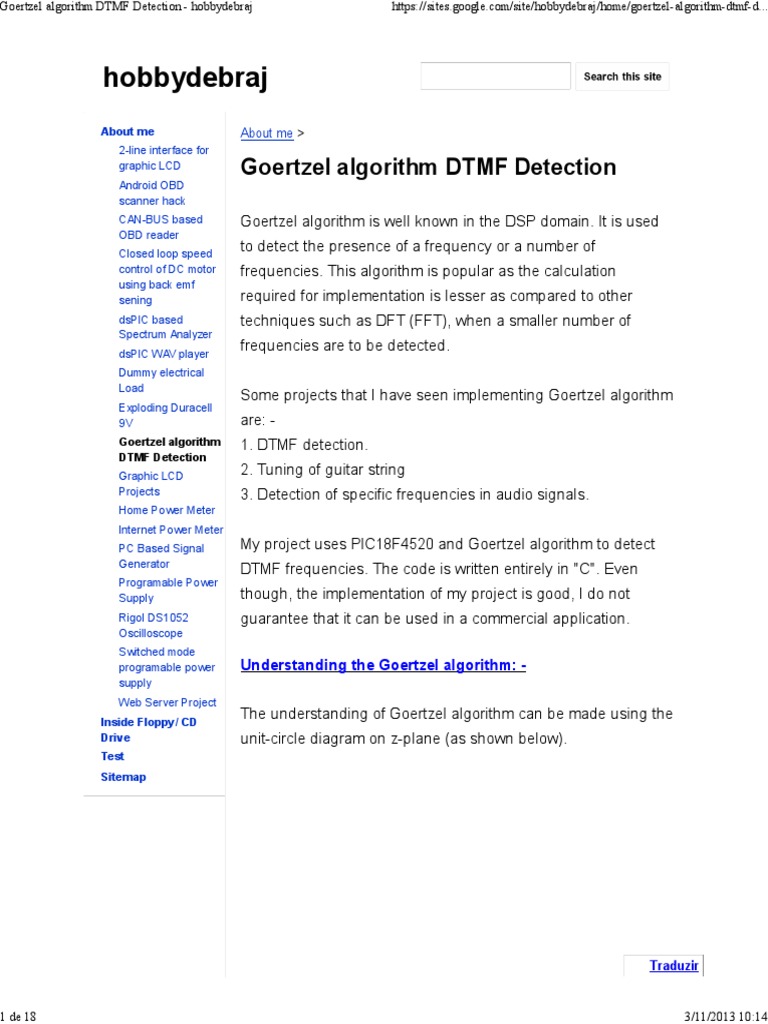 Goertzel Algorithm Dtmf Detection Hobbydebraj Pdf Operational 5786