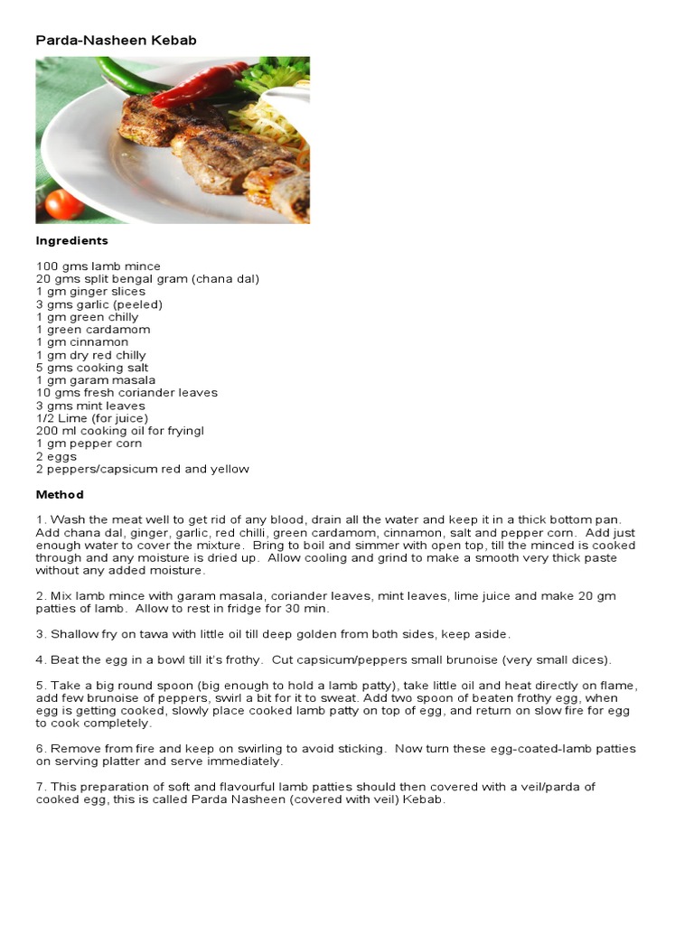 Parda Nasheen Kebab | PDF
