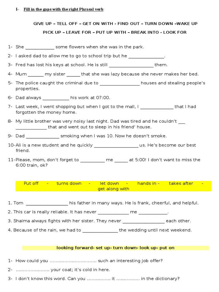 Phrasal Verbs Activity | PDF