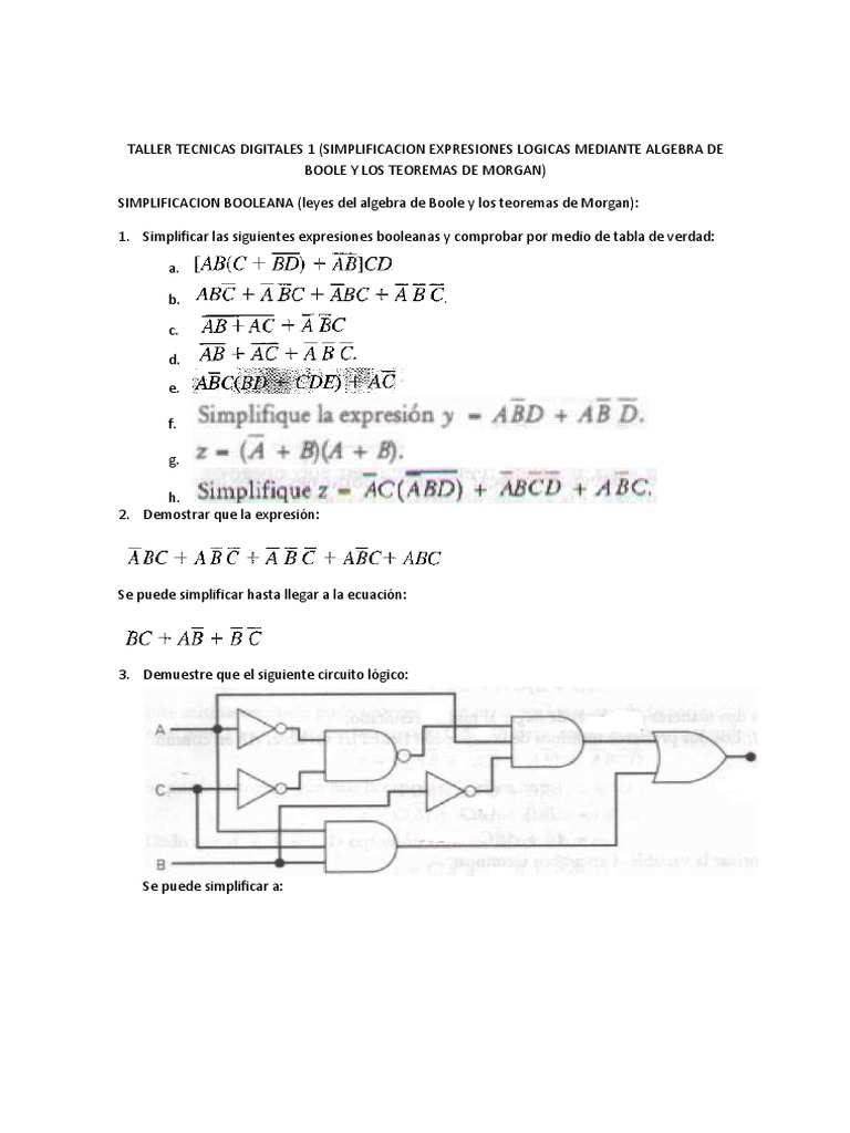 Taller Simplificacion Booleana | PDF | Métodos y materiales de enseñanza