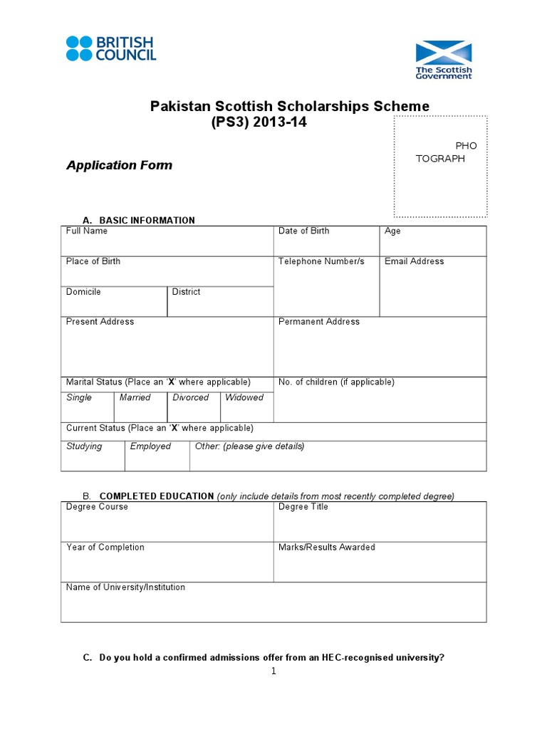 Pakistan Ps3 Application Form | PDF | Business | Computing And ...
