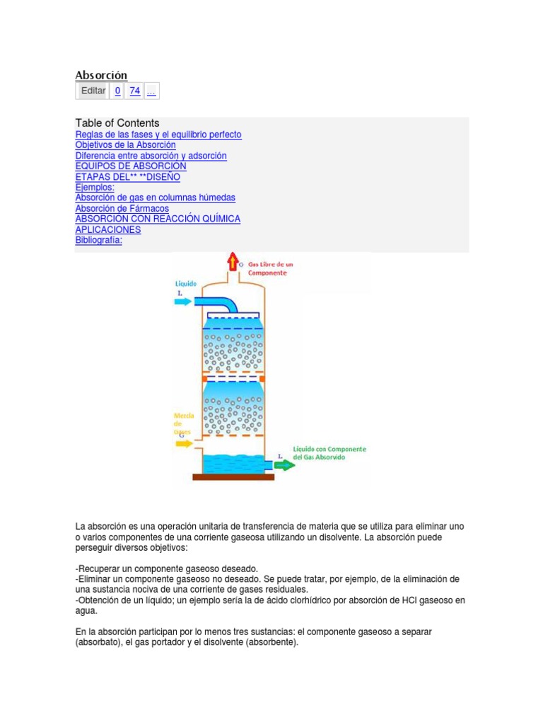 Procesos de Absorción Química y Física | PDF | Absorción (Química ...