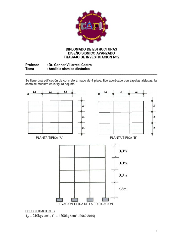 TRABAJO 2 Análisis Sísmico Dinámico de Edificio Aporticado | PDF
