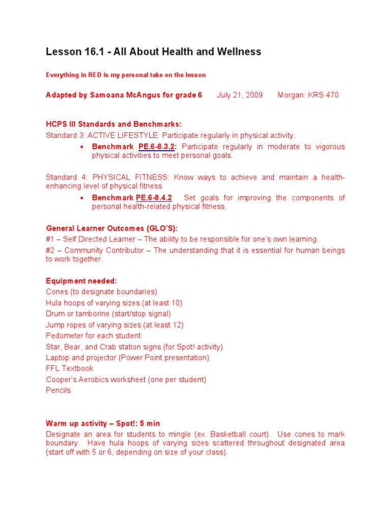 Fitness For Life Adapted Lesson Ch. 16 | PDF | Physical Education ...