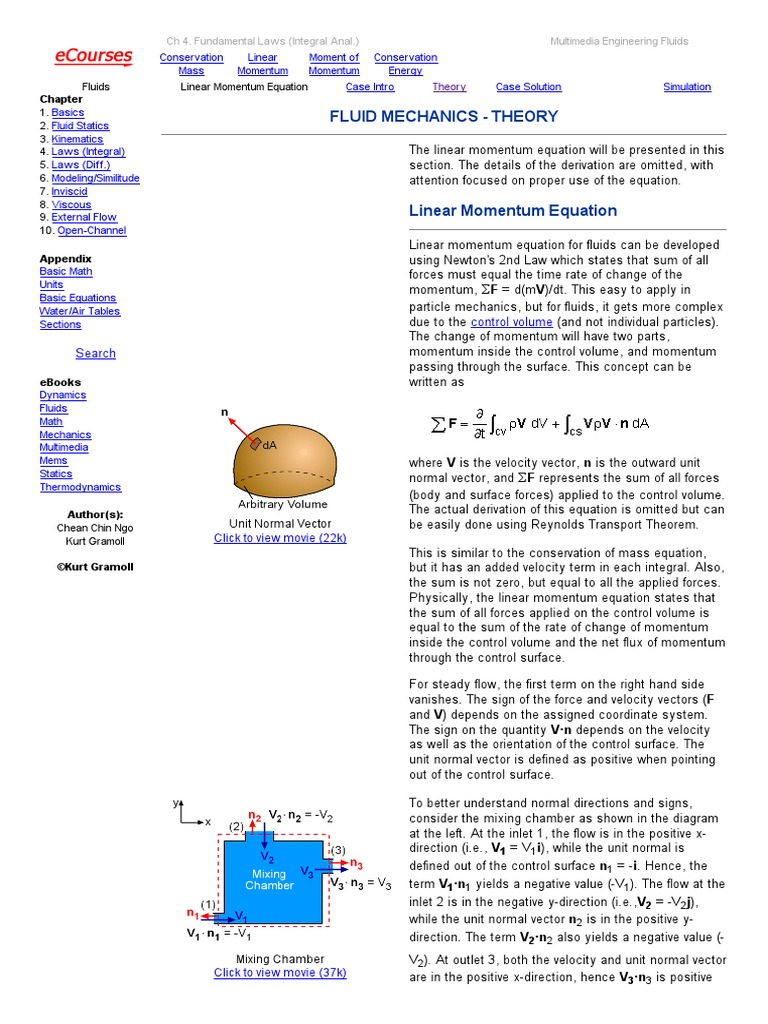 Fluids Ebook - Linear Momentum Equation | PDF | Momentum | Fluid Mechanics