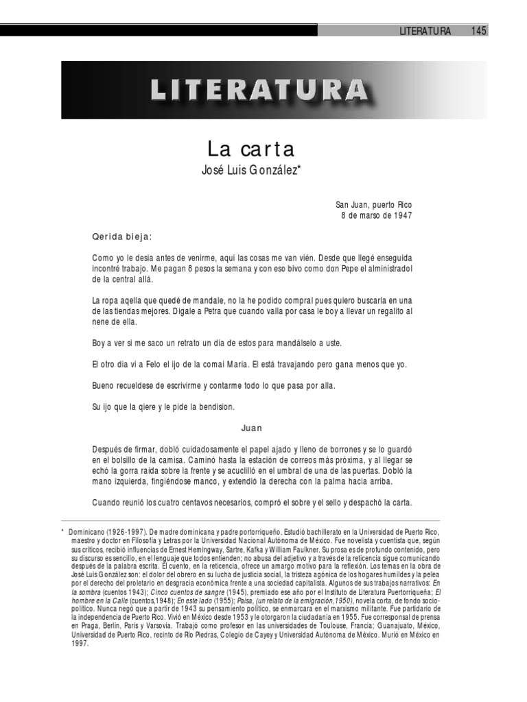 La Carta Jose Luis Gonzalez | PDF | Puerto Rico | México