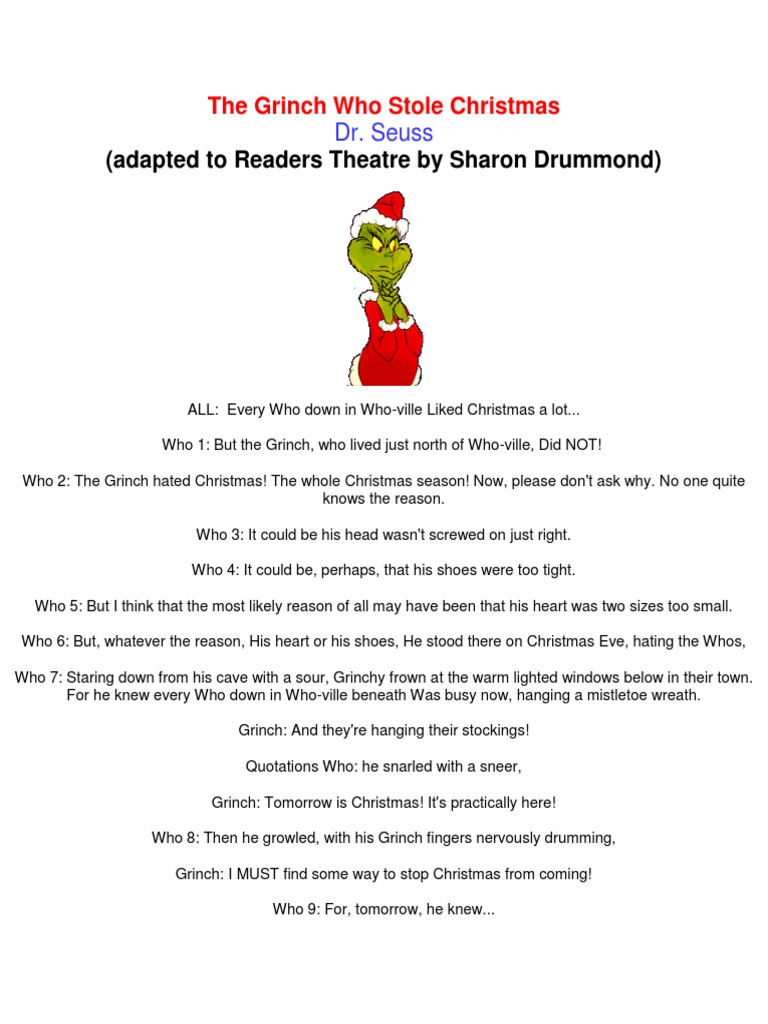 Grinch Who Stole Christmas Script | PDF | Christmas