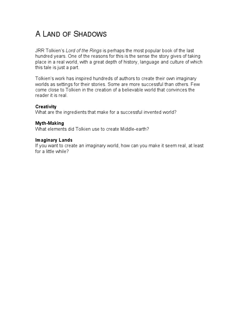 A New Shadow | PDF | The Lord Of The Rings | J. R. R. Tolkien