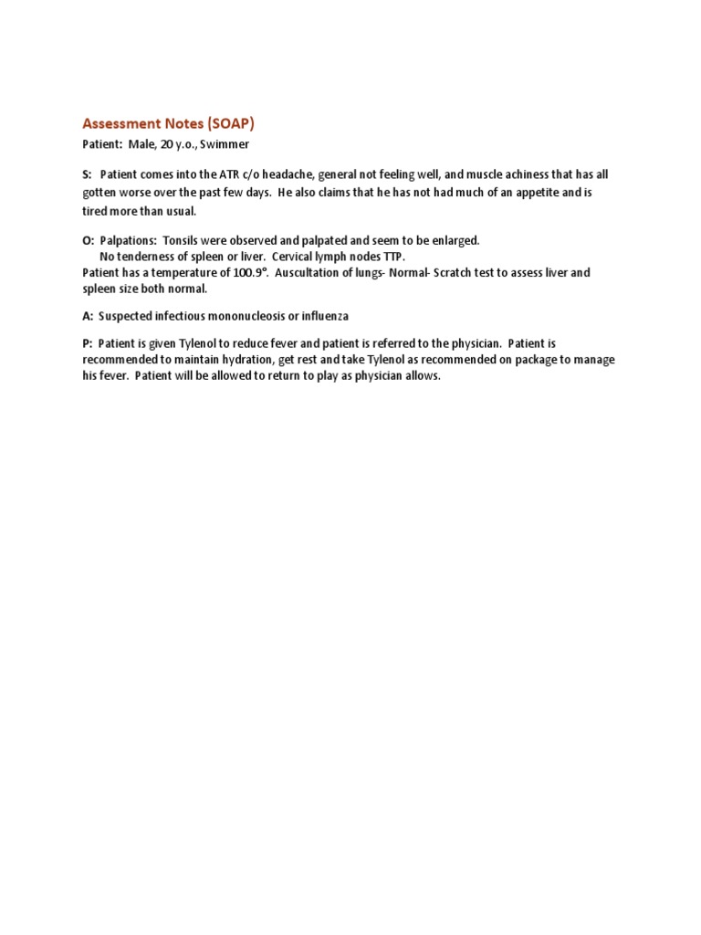 Assessment Notes | PDF | Wellness