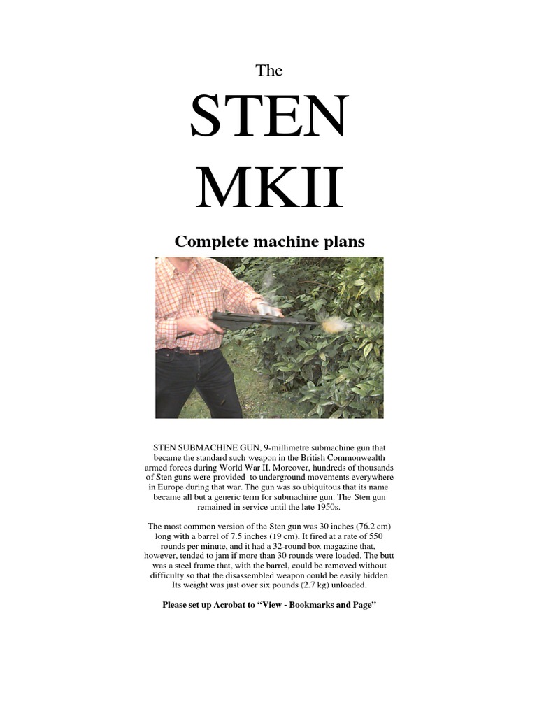 Sten Mk II Submachine Gun Plans | PDF | Projectiles | Projectile Weapons