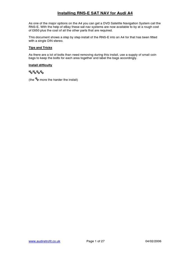 Full Installing Sat Nav in A4 | Download Free PDF | Electrical ...